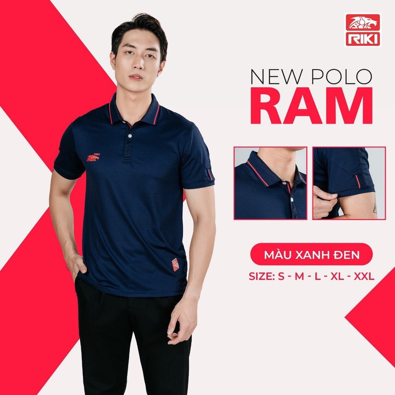 Áo Polo Riki Ram Xanh Đen